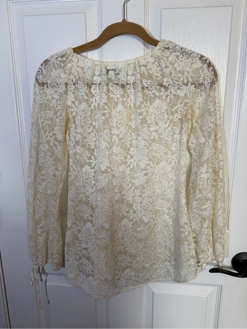 Anne Fontaine | Tops | Anne Fontaine France Cream Lace Peasant Blouse ...